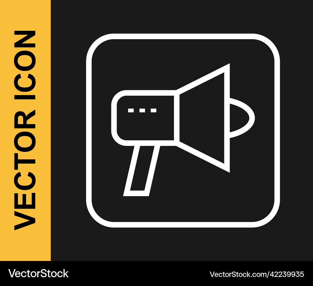White line megaphone icon isolated on black Vector Image