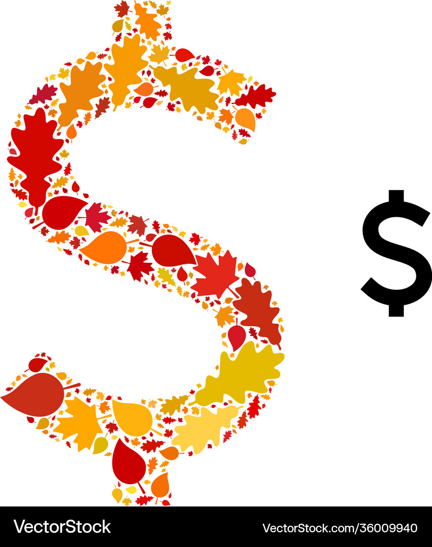 American dollar autumn collage icon with fall Vector Image