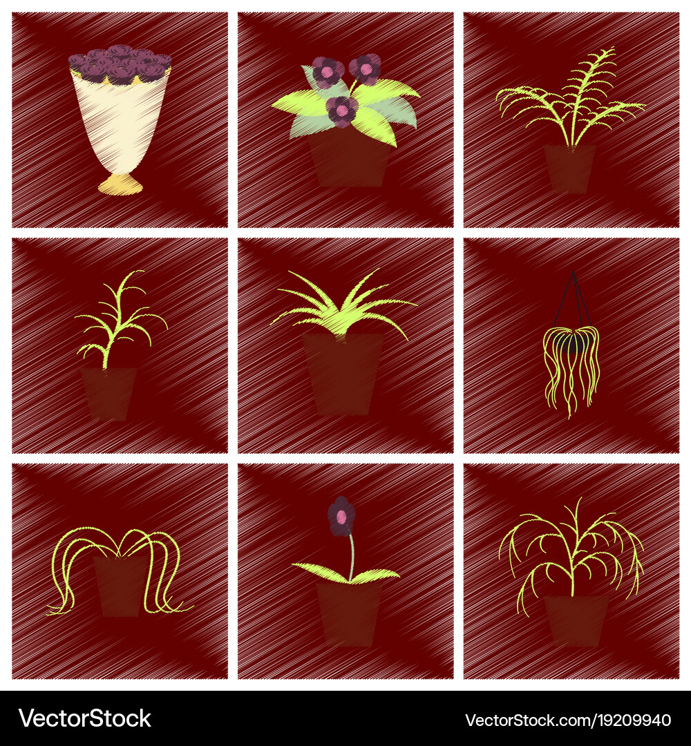 Assembly flat shading style icons houseplants Vector Image