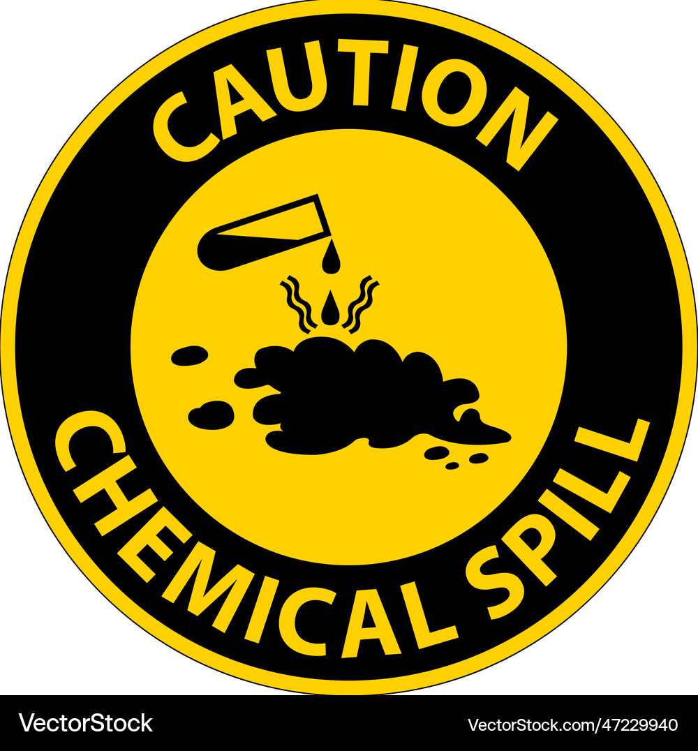Caution chemical spill sign on white background Vector Image
