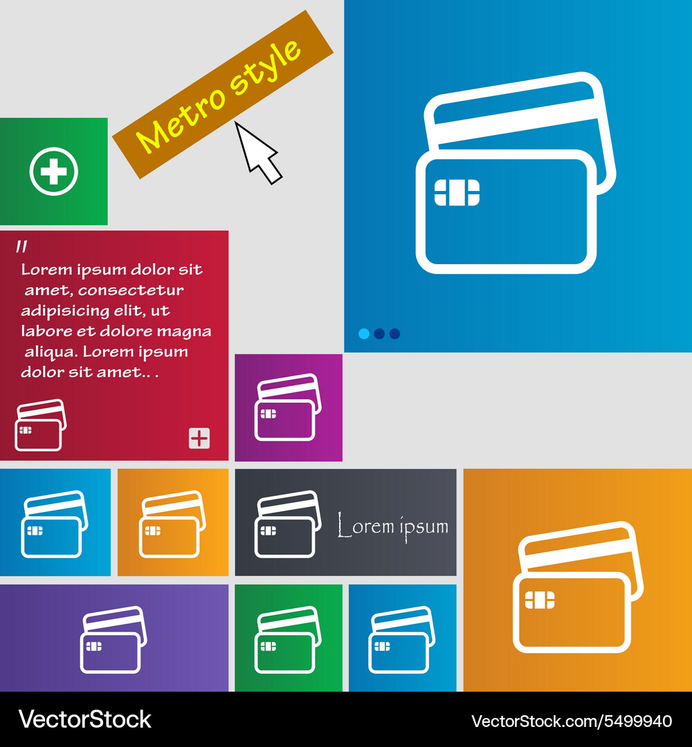 Credit card icon sign buttons modern interface Vector Image