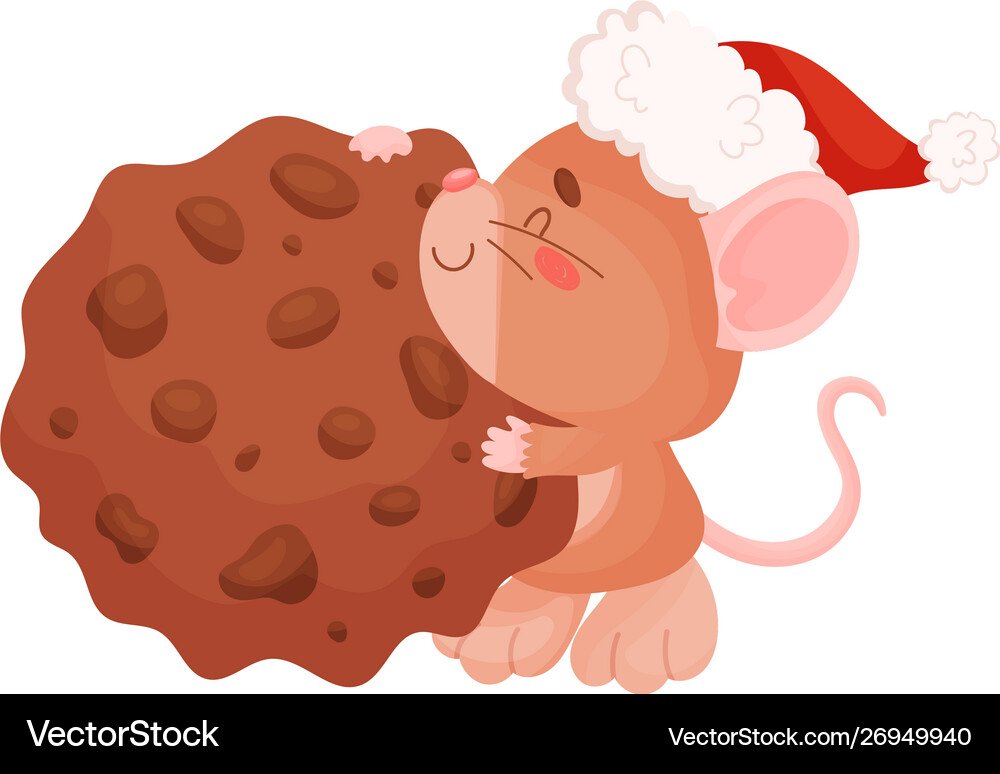 Cute brown mouse carries cookies Royalty Free Vector Image