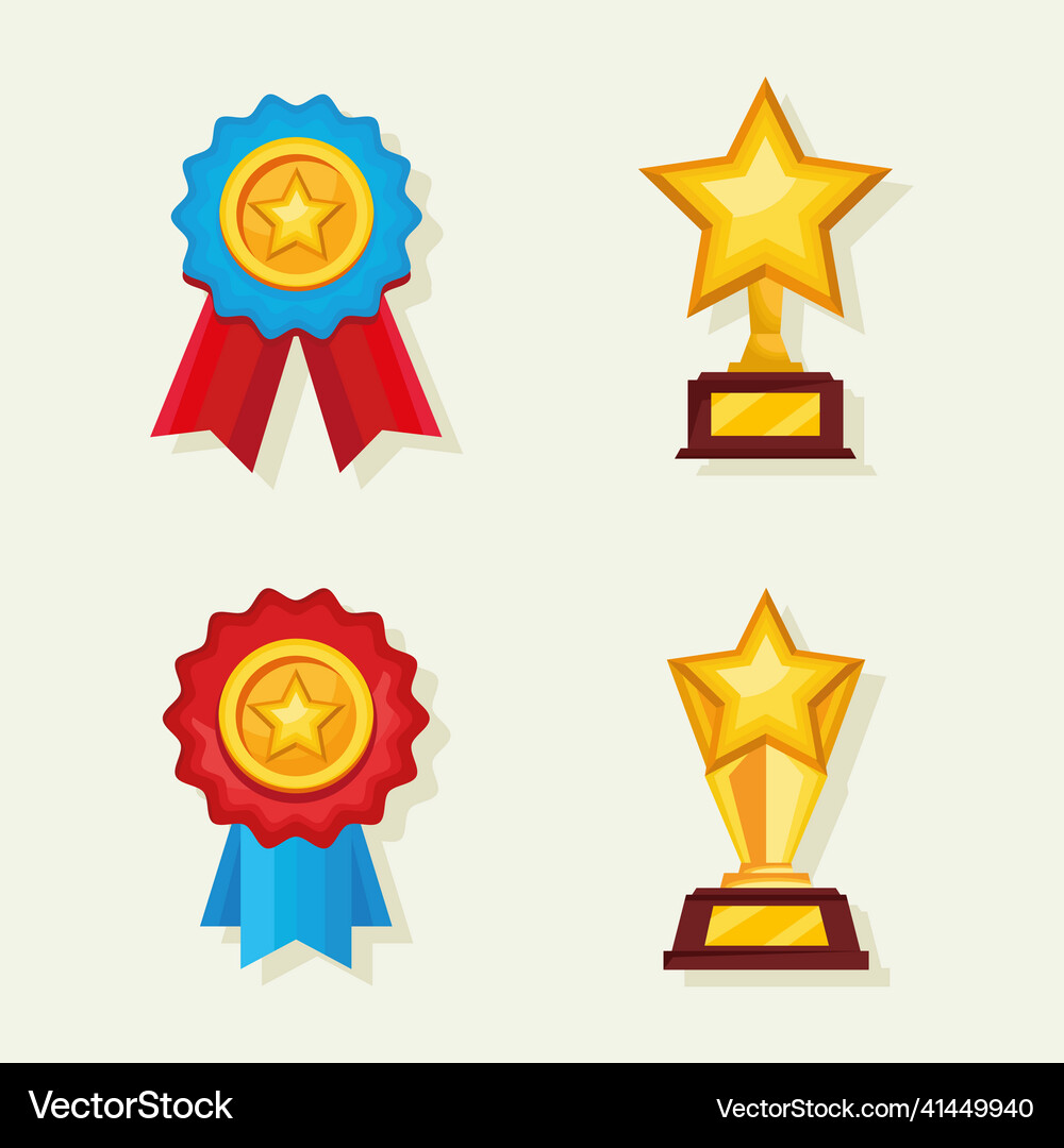 Four golden awards icons Royalty Free Vector Image