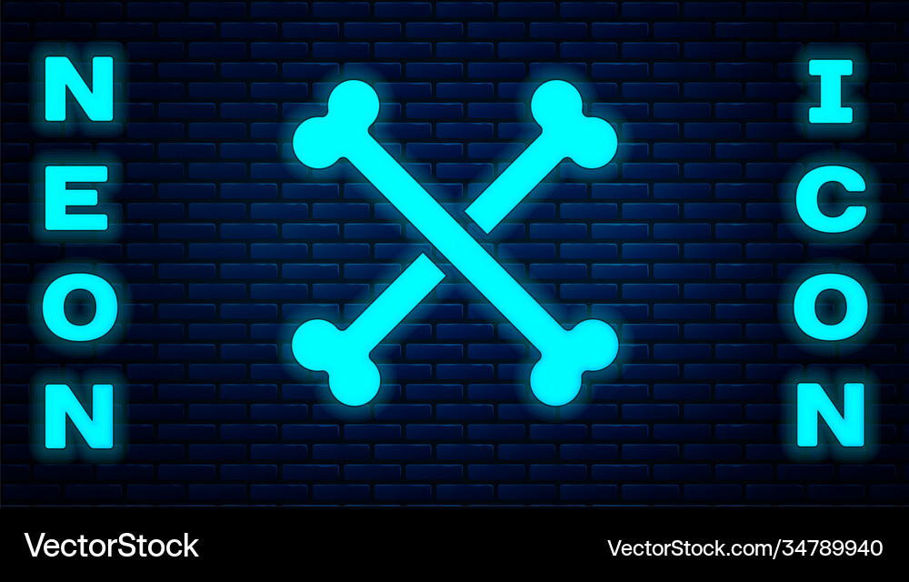 Glowing neon crossed human bones icon isolated Vector Image