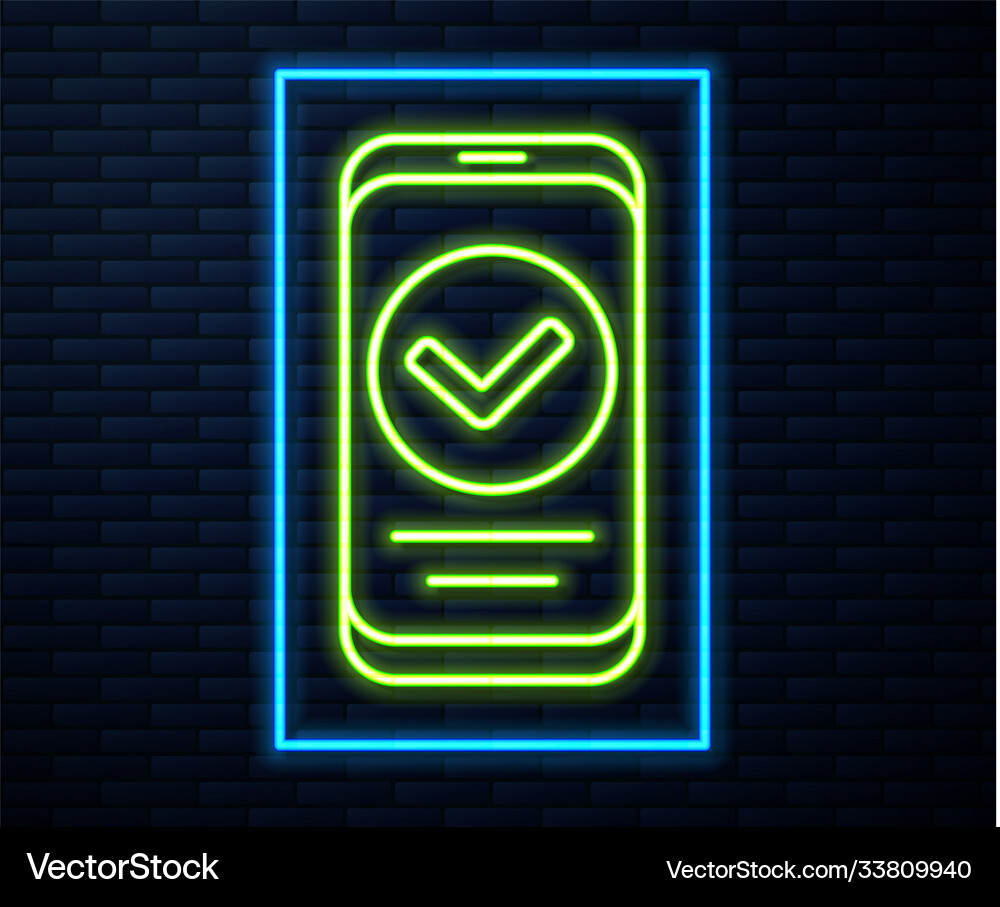 Glowing neon line smartphone mobile phone icon Vector Image