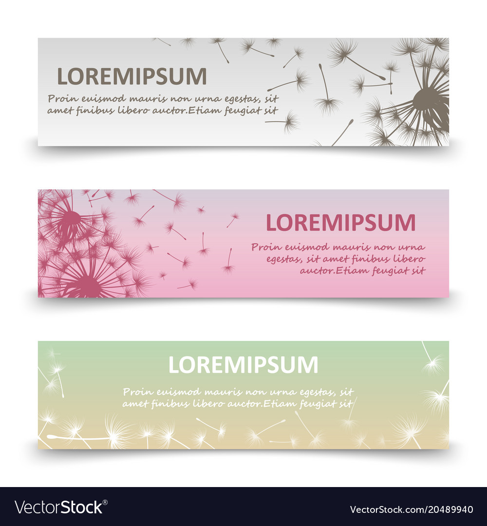 Horizontal banners with dandelion silhouettes Vector Image