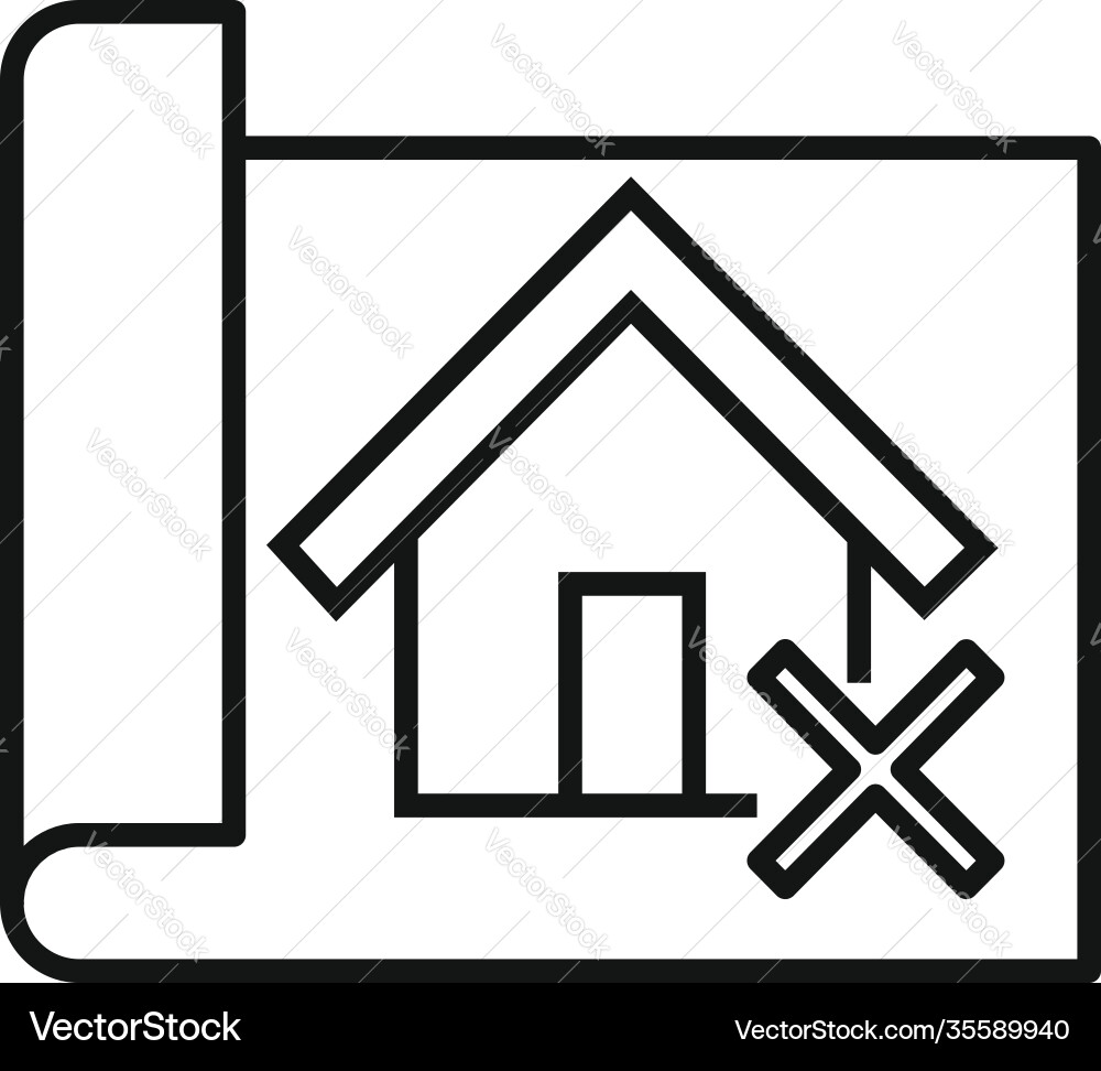 House demolition plan icon outline style Vector Image