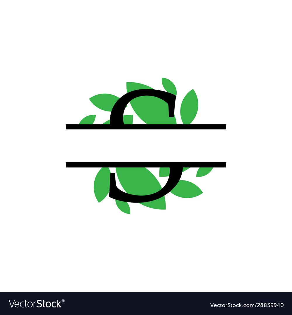 Initial s green leaf monogram split letter Vector Image