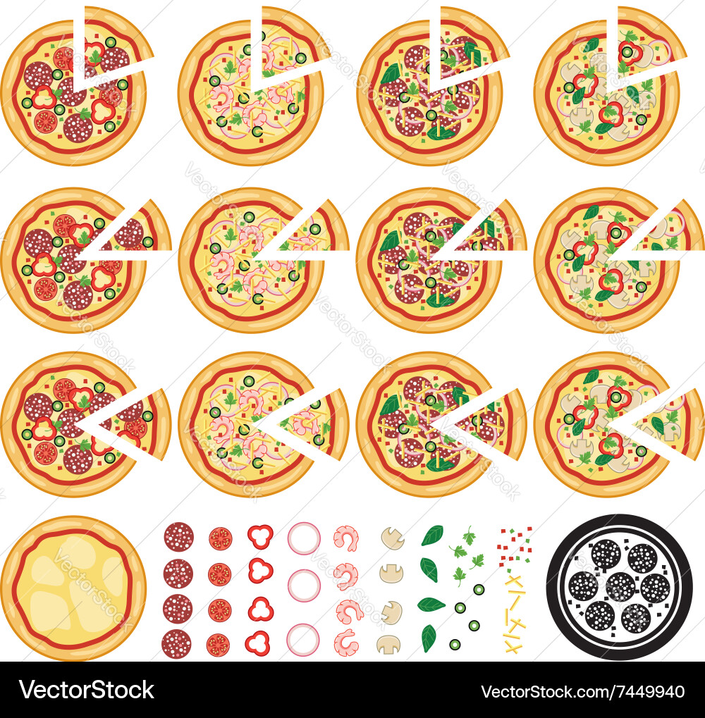 Italian pizza icons Royalty Free Vector Image - VectorStock