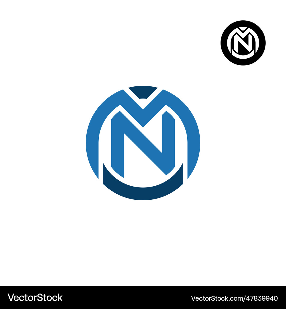 Letter mn nm circle bold logo design Royalty Free Vector