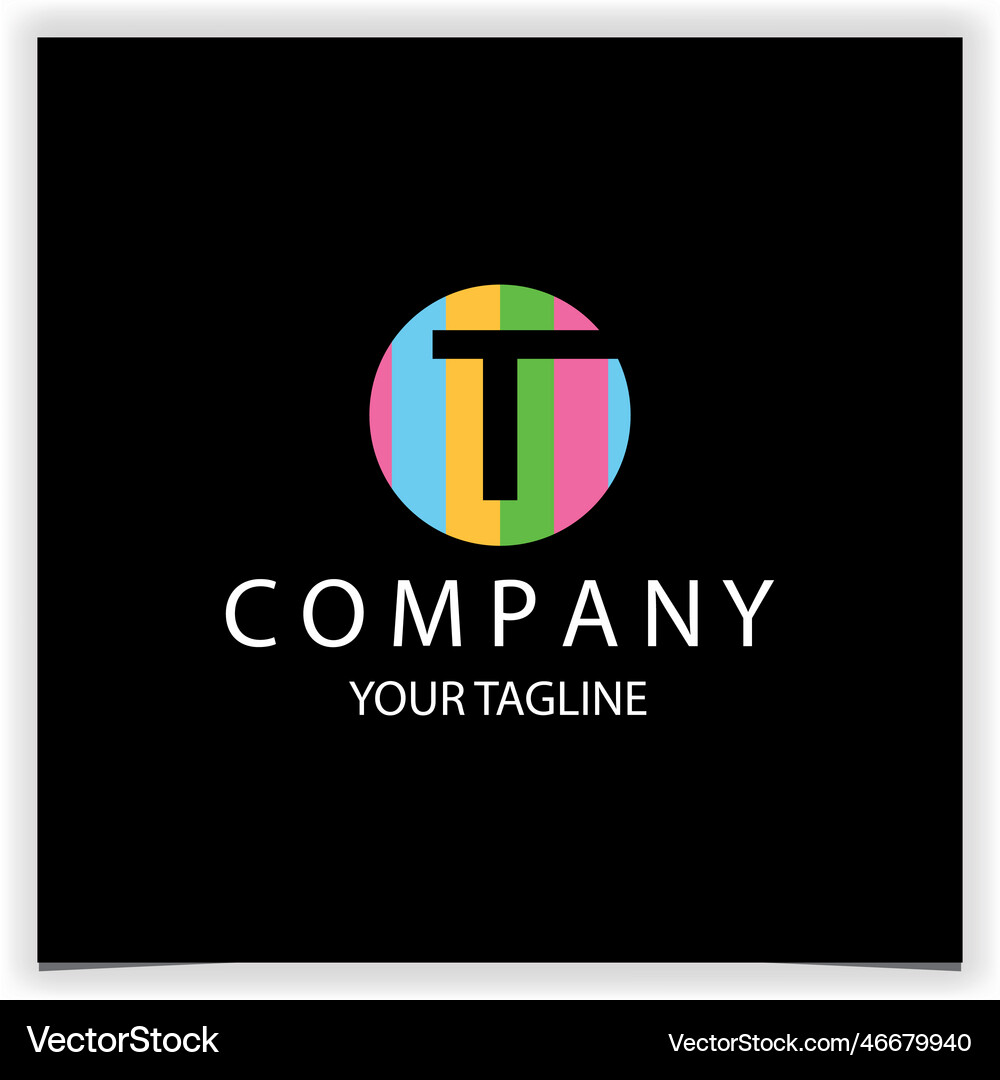 Letter t initials logo with colorful circles Vector Image