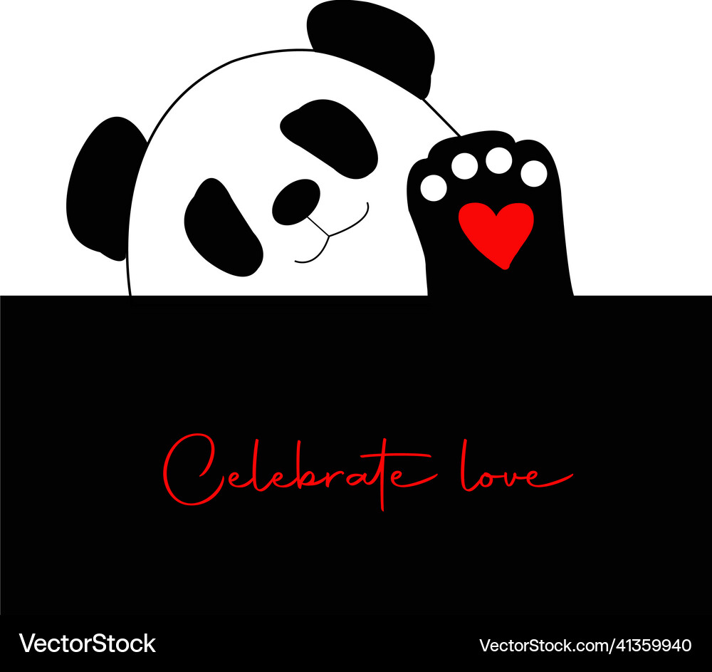 Love panda celebrate valentines day Royalty Free Vector