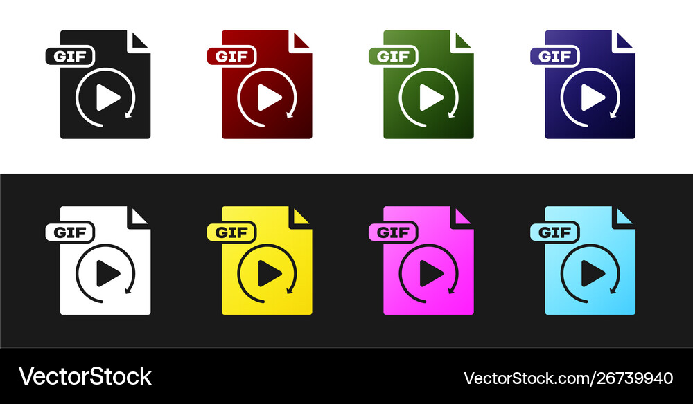 Set gif file document download gif button icon Vector Image