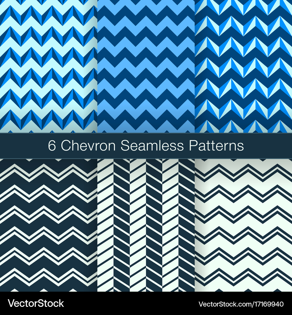 Set of 6 chevron seamless patterns navy color Vector Image