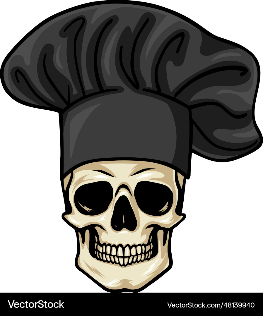 Skull dead chef logo design cartoon drawing Vector Image