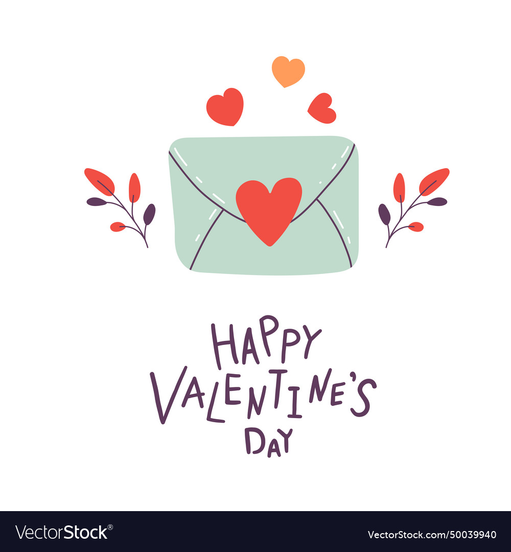 Valentines day card letter with heart Royalty Free Vector