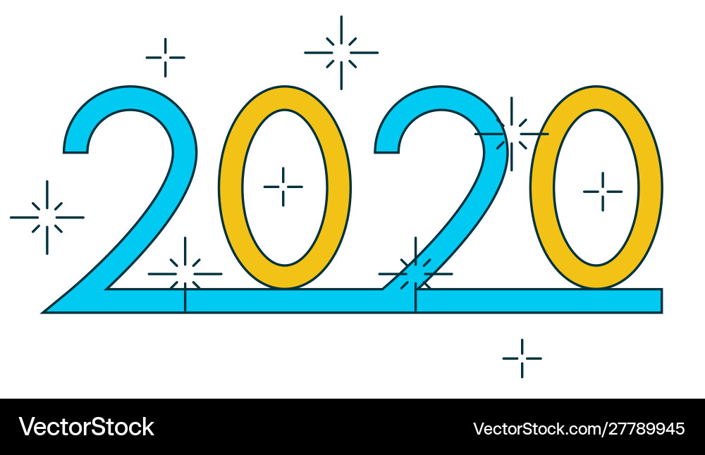 2020 figures on white background for greeting card