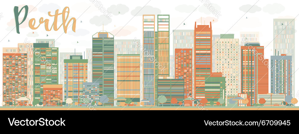 Abstract Perth skyline with Color buildings Vector Image