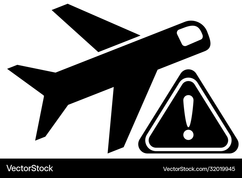 Aircraft warning glyph silhouette style icon Vector Image