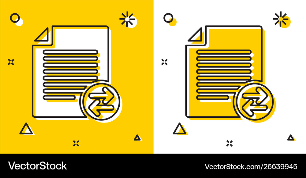 Black transfer files icon isolated on yellow Vector Image