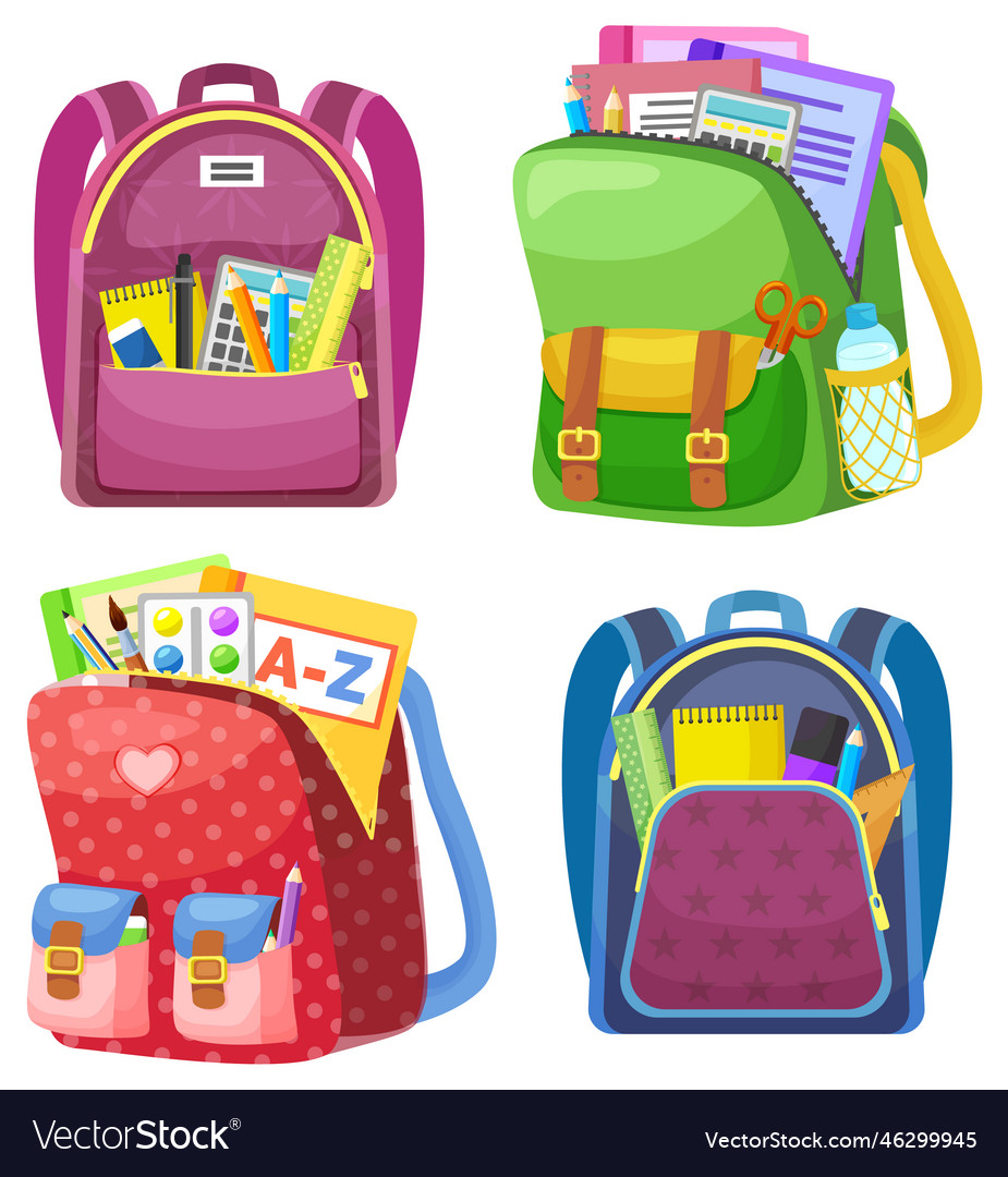Colored school backpack back Royalty Free Vector Image