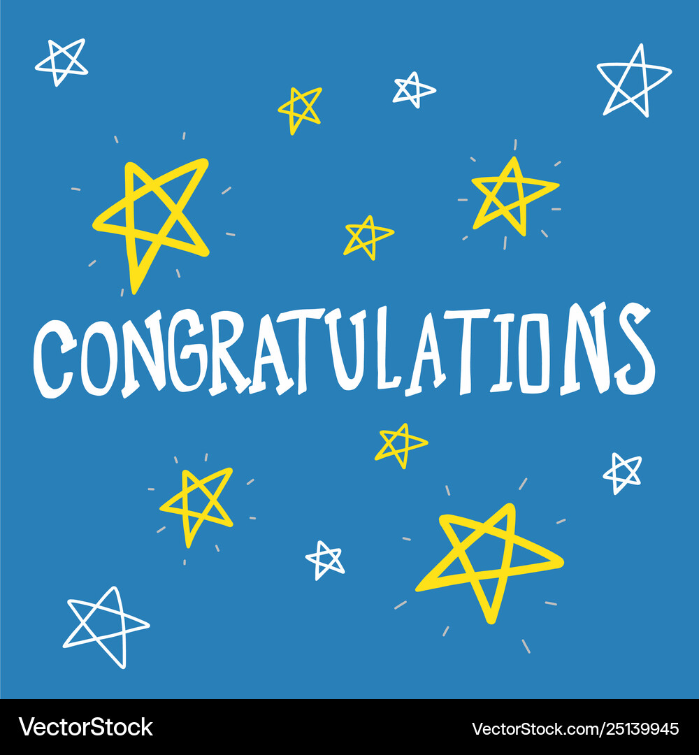 Congratulations word and star Royalty Free Vector Image