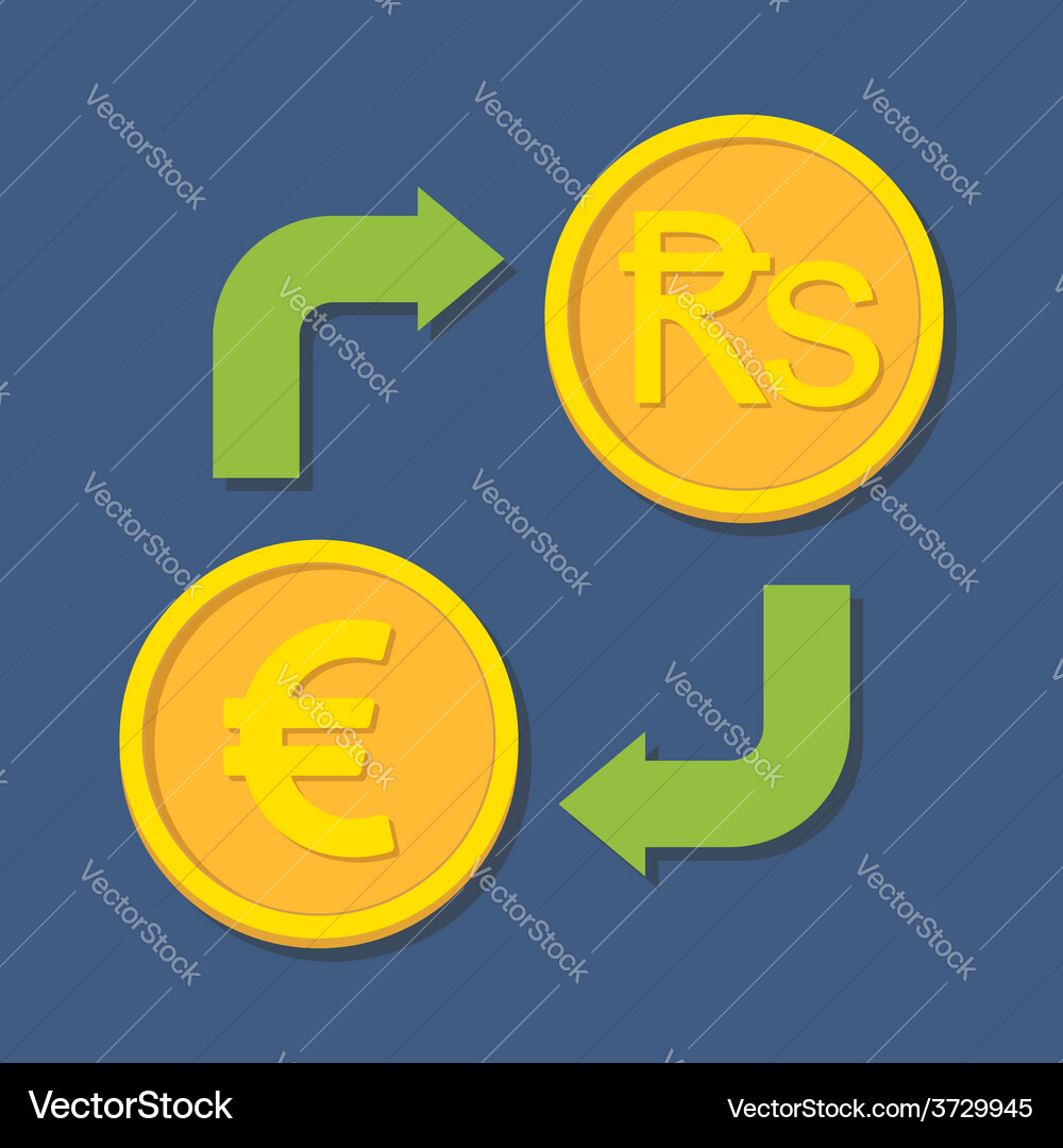 Currency exchange euro and rupee Royalty Free Vector Image