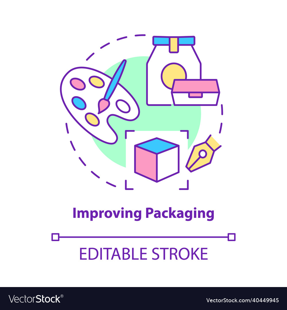 Improving packaging concept icon Royalty Free Vector Image