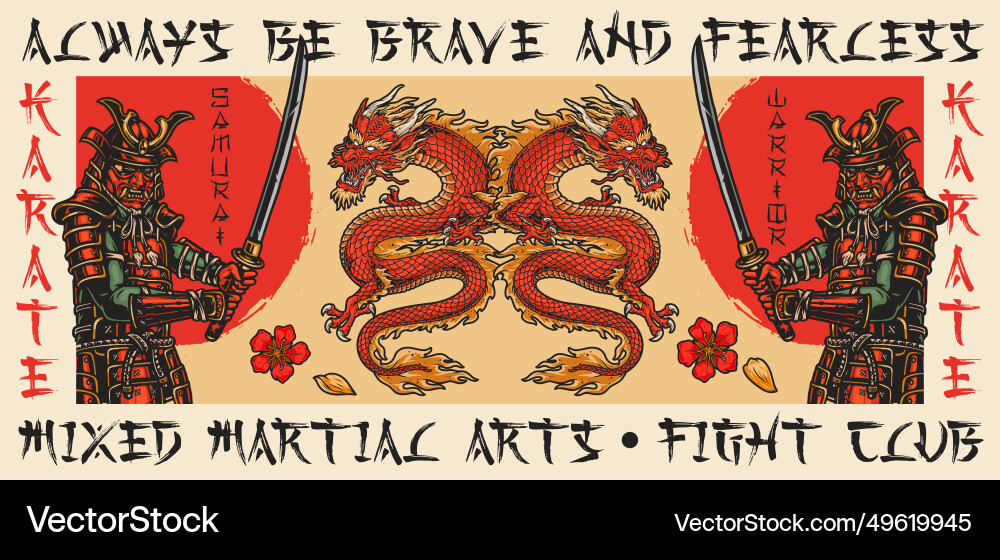 Japanese warrior samurai sticker colorful Vector Image