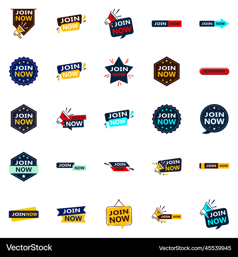 Join now 25 unique typographic designs to stand Vector Image