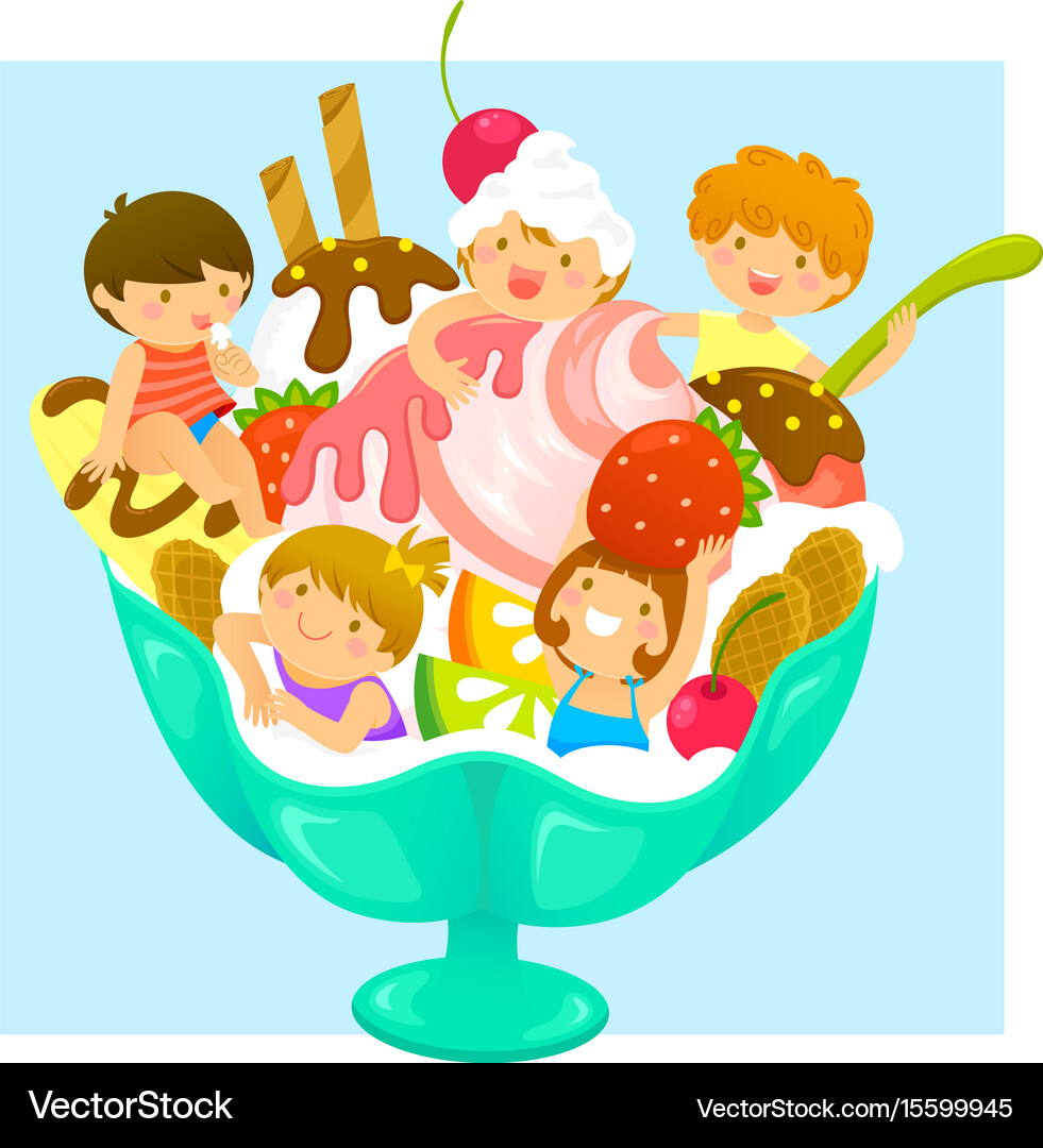 Kids in ice cream Royalty Free Vector Image - VectorStock