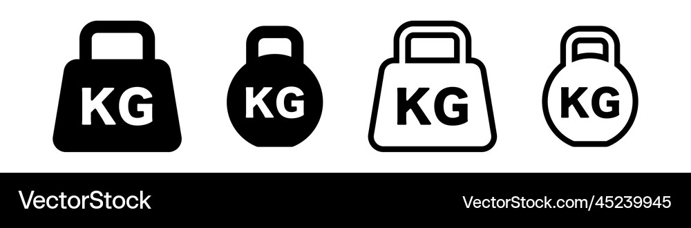 Kilogram weight icon set or kg set or workout Vector Image