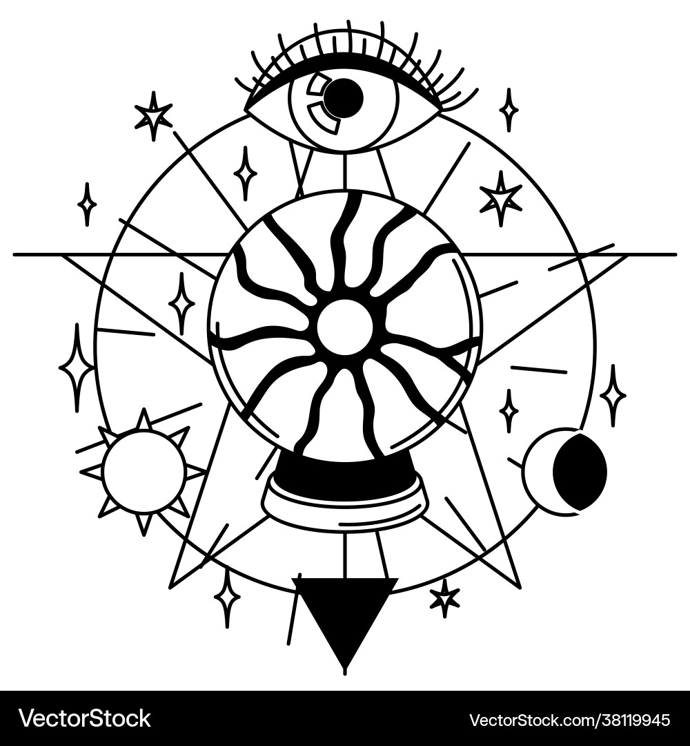 Magic with ball fate and eye Royalty Free Vector Image