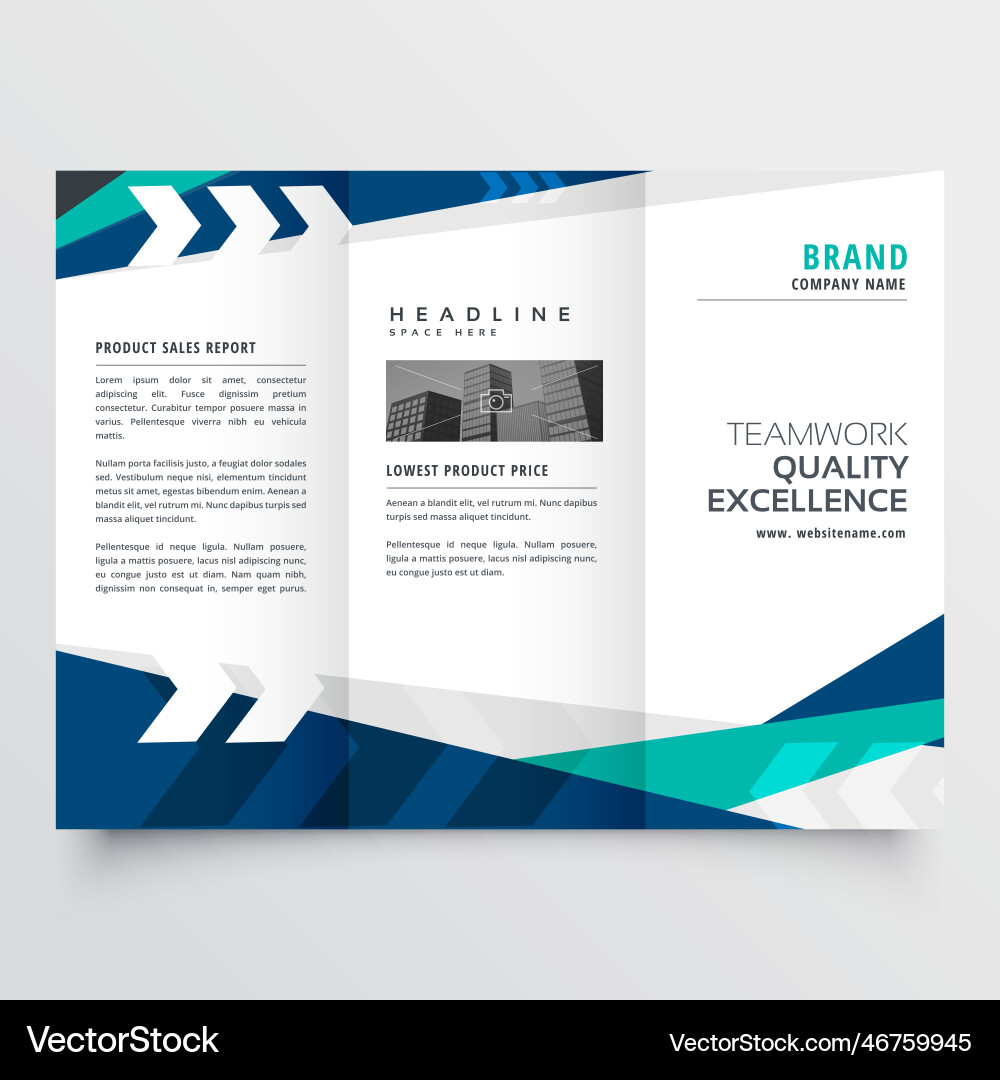 Modern blue trifold business brochure design Vector Image