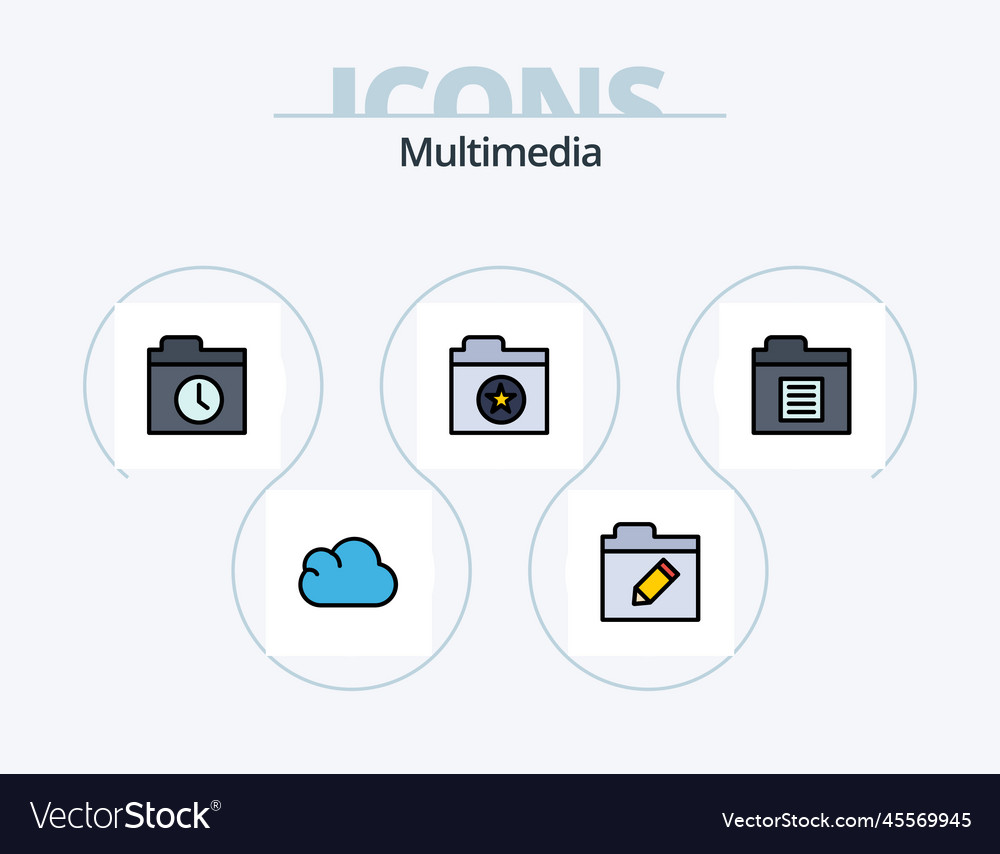 Multimedia line filled icon pack 5 icon design Vector Image