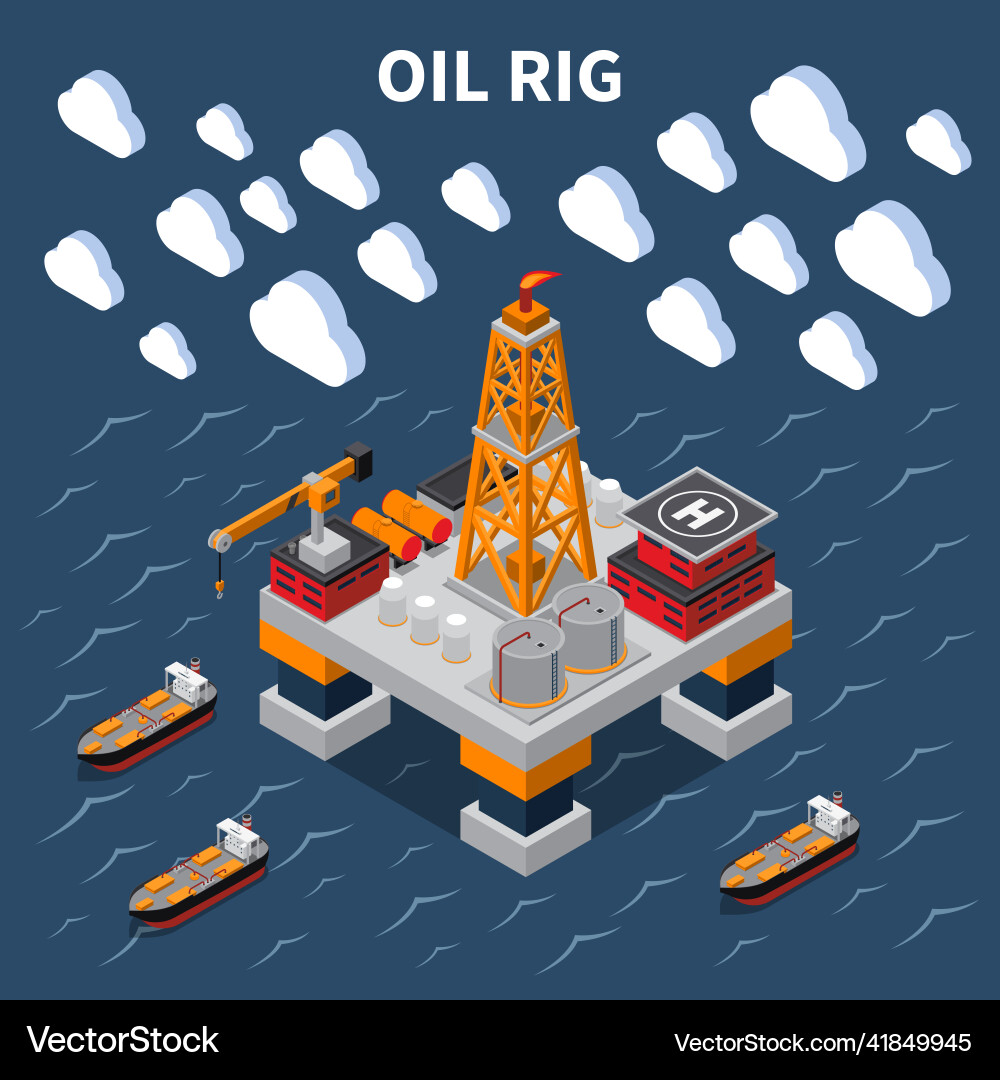 Oil industry isometric composition Royalty Free Vector Image