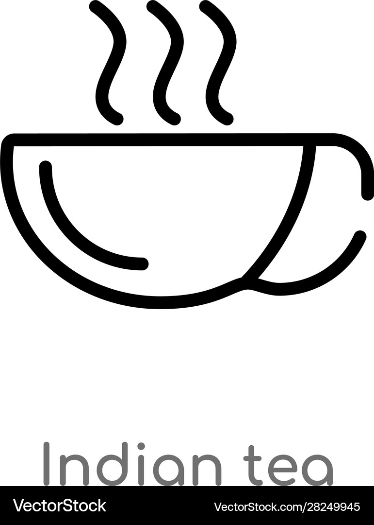 Outline indian tea icon isolated black simple Vector Image