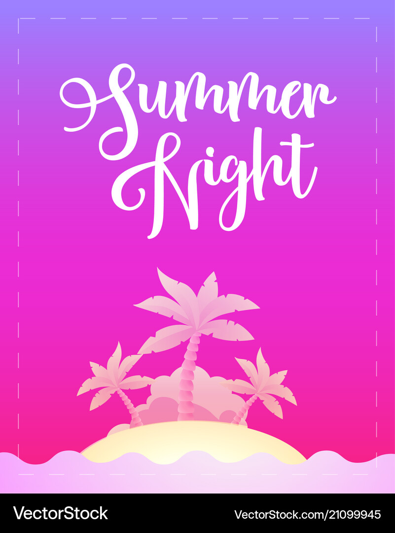 Summer night - template poster for party Vector Image
