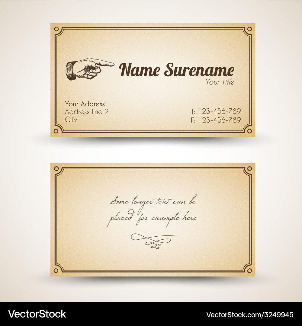 Vintage Retro Business Card Royalty Free Vector Image
