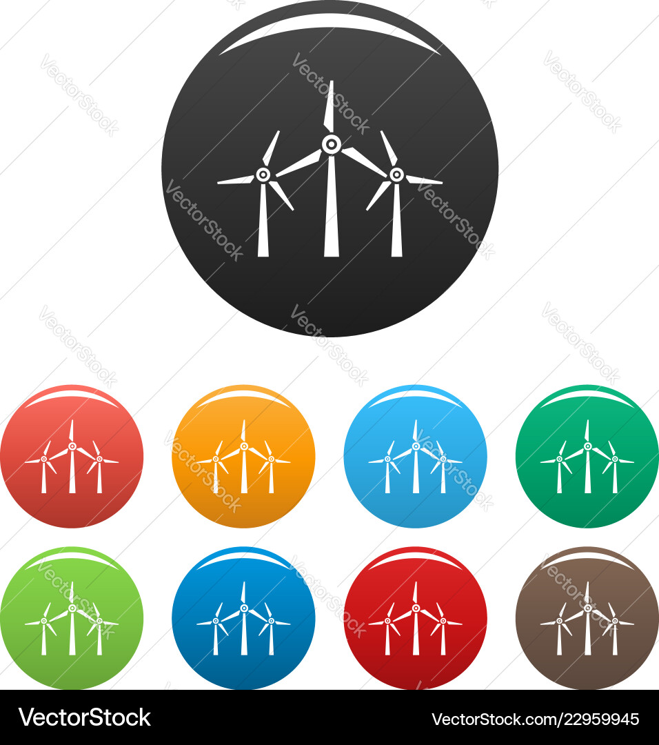 Wind energy icons set color Royalty Free Vector Image
