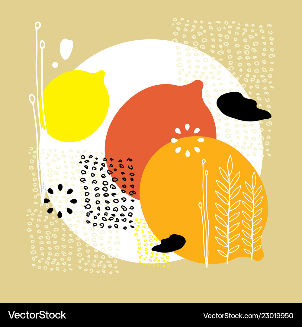 Abstract and floral elements colorful lemons Vector Image