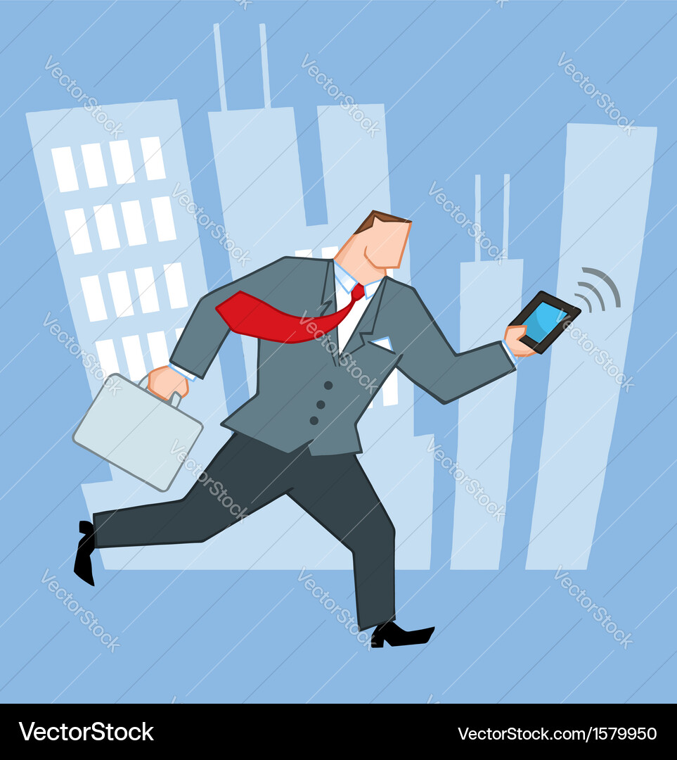 Cartoon businessman running Royalty Free Vector Image