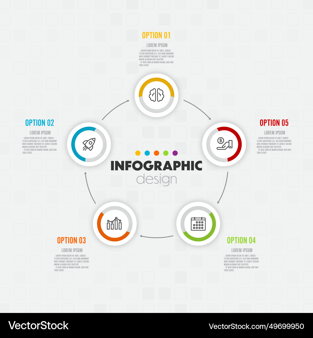 Circular scheme with six round paper white Vector Image