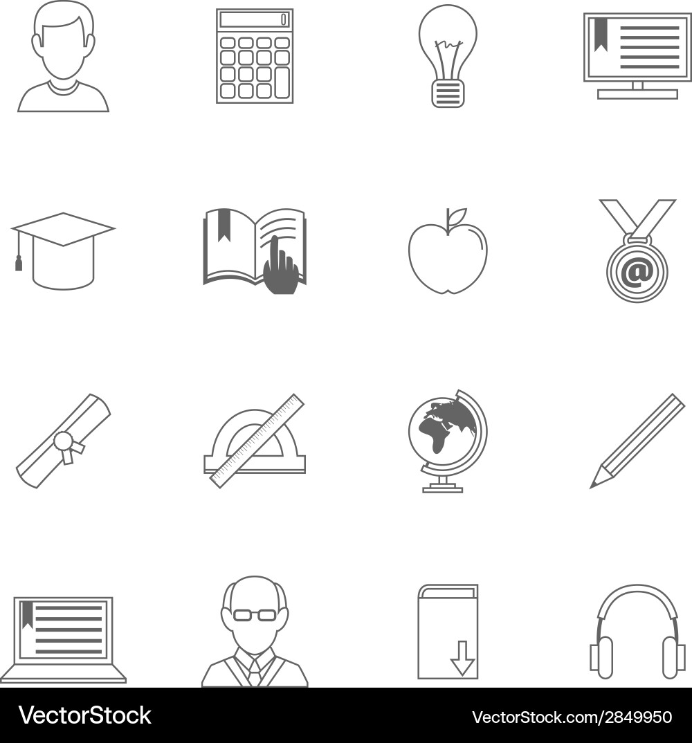 Education Outline Icons Royalty Free Vector Image