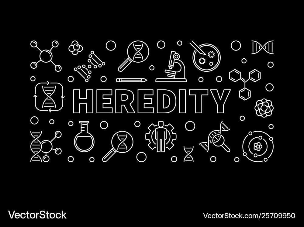 Heredity banner in outline style linear Royalty Free Vector