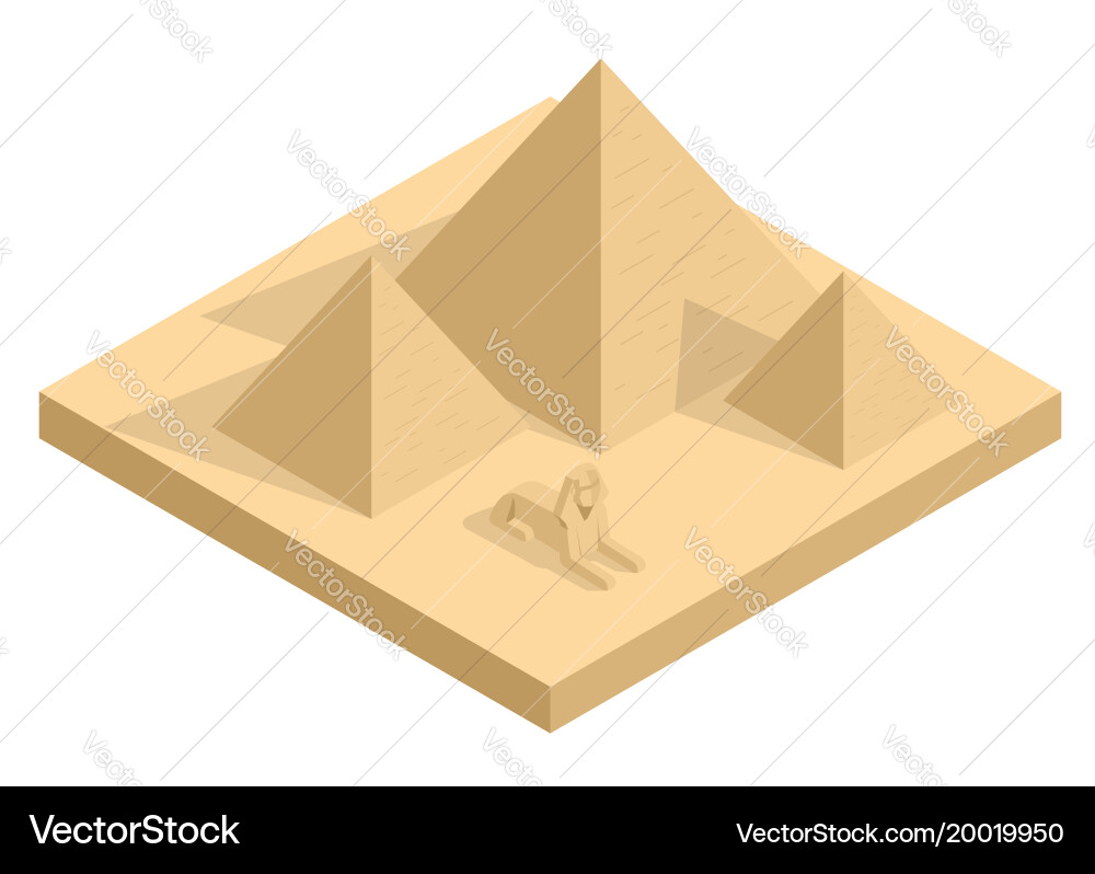 Isometric great sphinx including pyramids of Vector Image