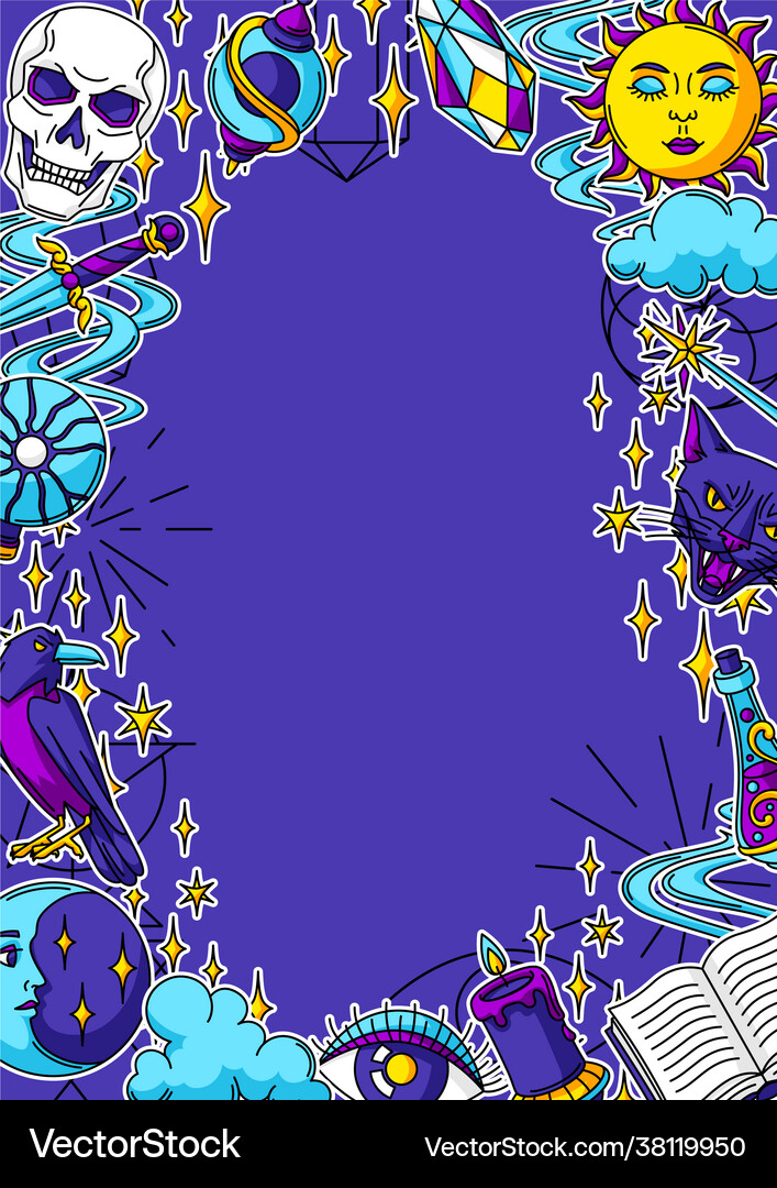 Magic frame with mystery items mystic alchemy Vector Image