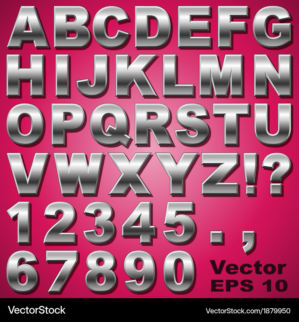 Metal Letters and Numbers Royalty Free Vector Image