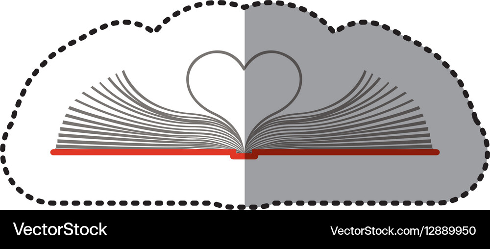 Middle shadow color sticker with open book Vector Image