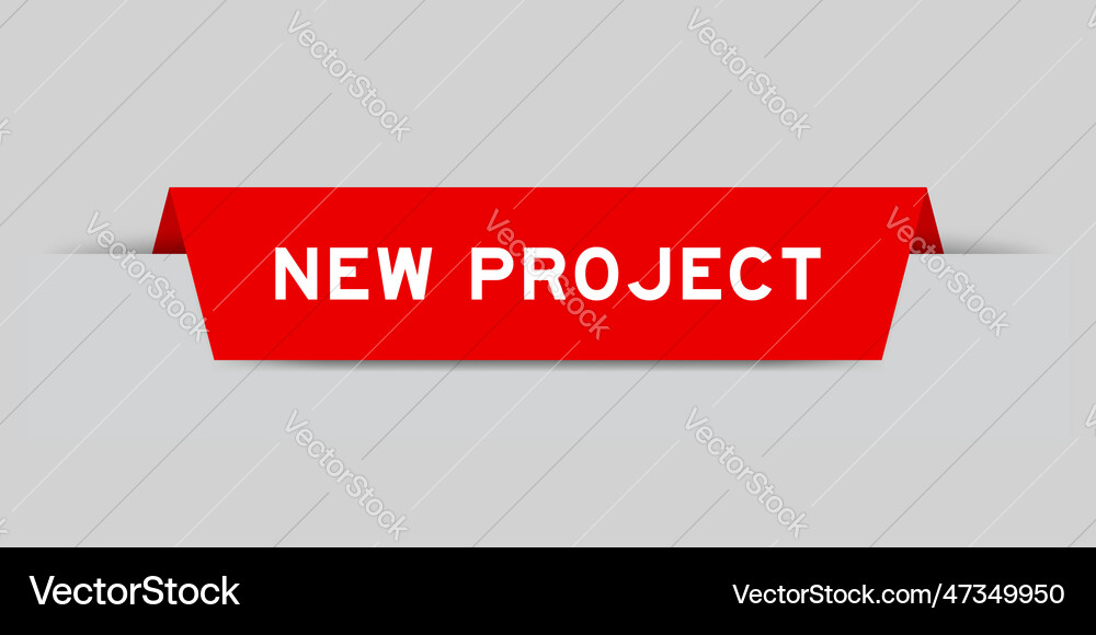 Red color inserted label with word new project Vector Image